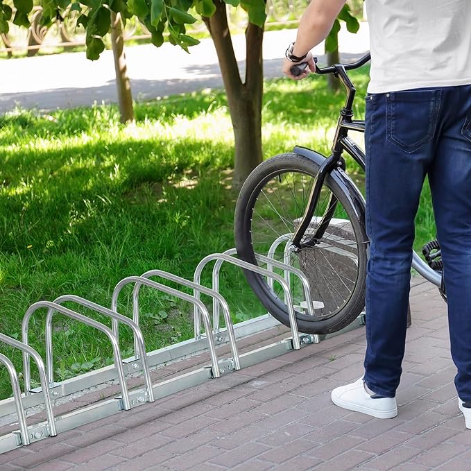 1-6 Bike Rack Bicycle Floor Parking Stand For Mountain Bike Road Bike Indoor Outdoor Garage ...