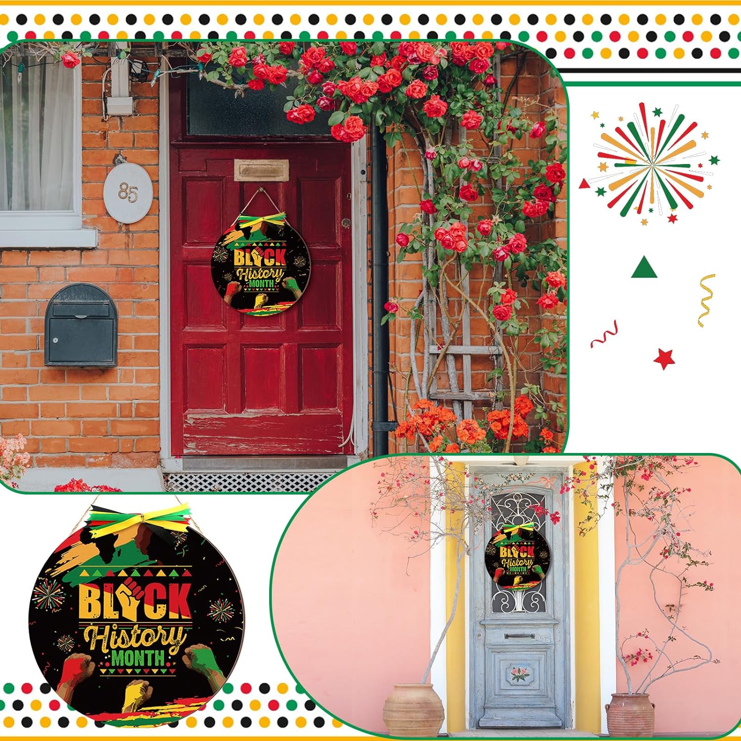 Boao Black History Month Welcome Door Sign Kente Hanging Door Decor ...
