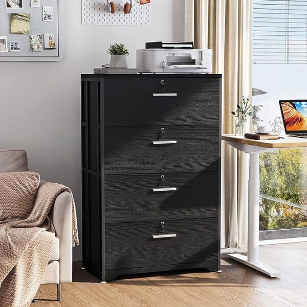 AODK 4-Drawer File Cabinet With Lock, Large Office Storage Cabinet For ...