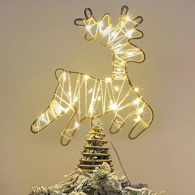 Lighted Reindeer Christmas Tree Topper | Green Home Shoppe